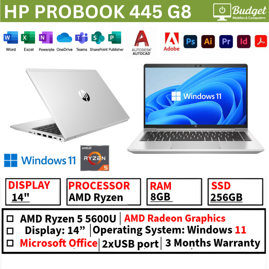 HP ProBook 445 G8 AMD Ryzen 5 5600U(6-Core) 11th Gen 14" Win 11 32GB ...