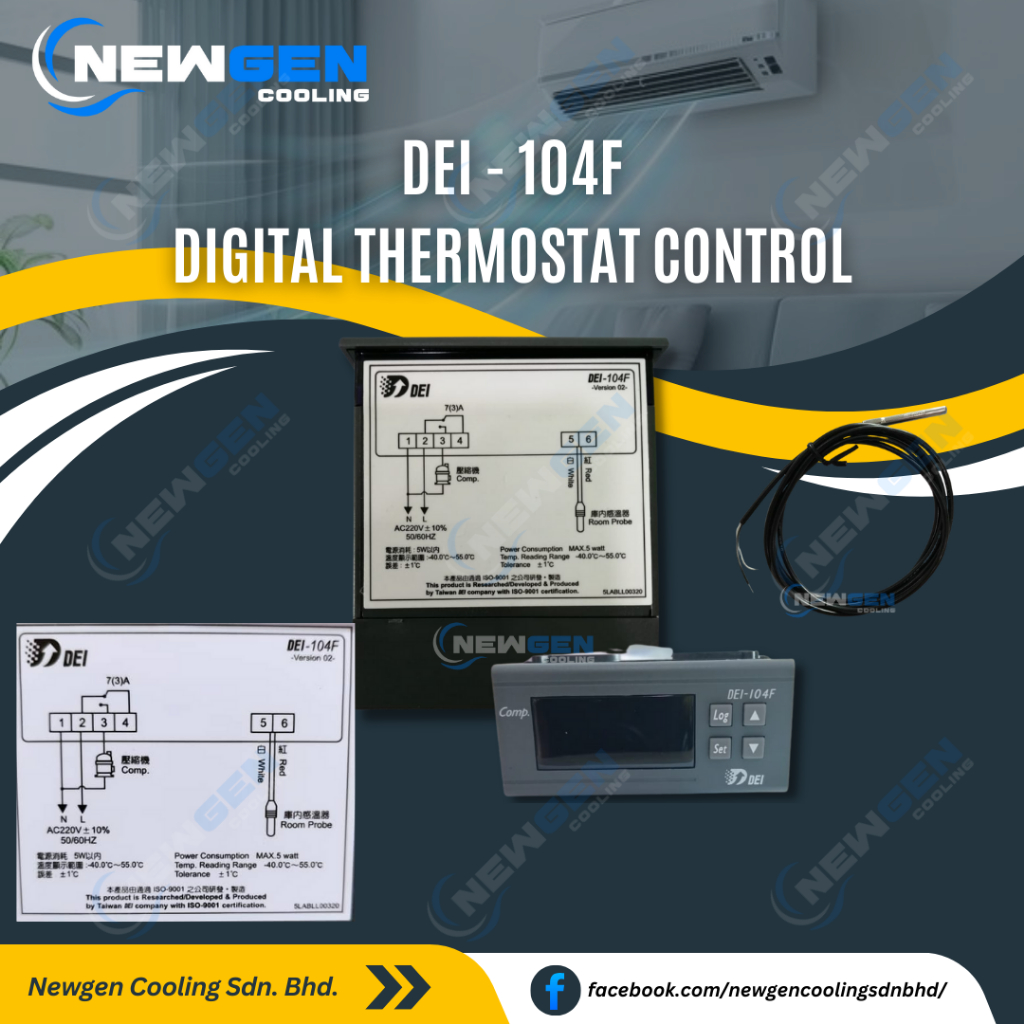 DEI-104F Digital Thermostat Control w/ 1 Sensor – For Chiller Use Only ...