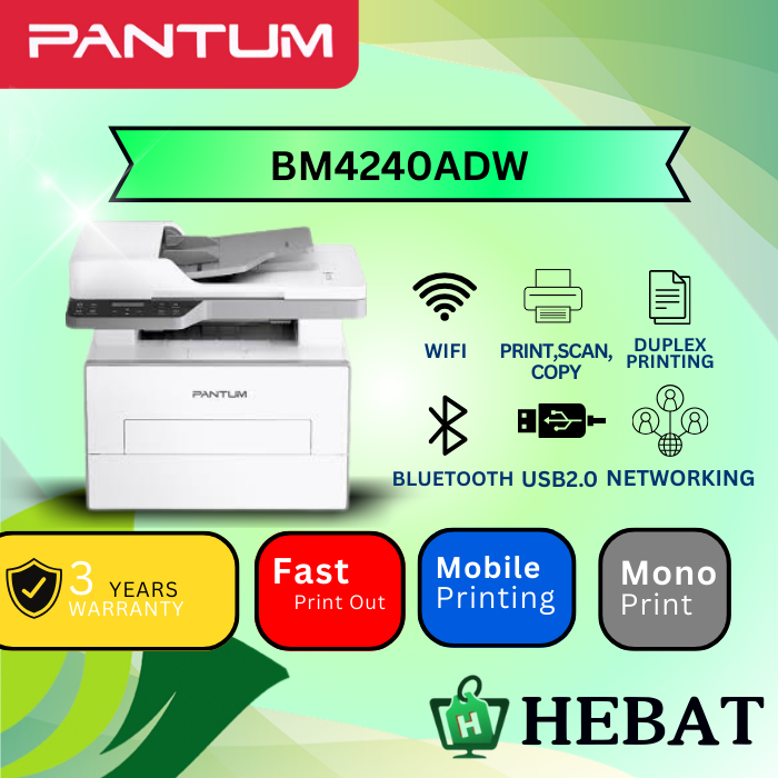 Pantum Laser Printer Print Scan Copy Duplex Network BM4240ADW BP2300W ...