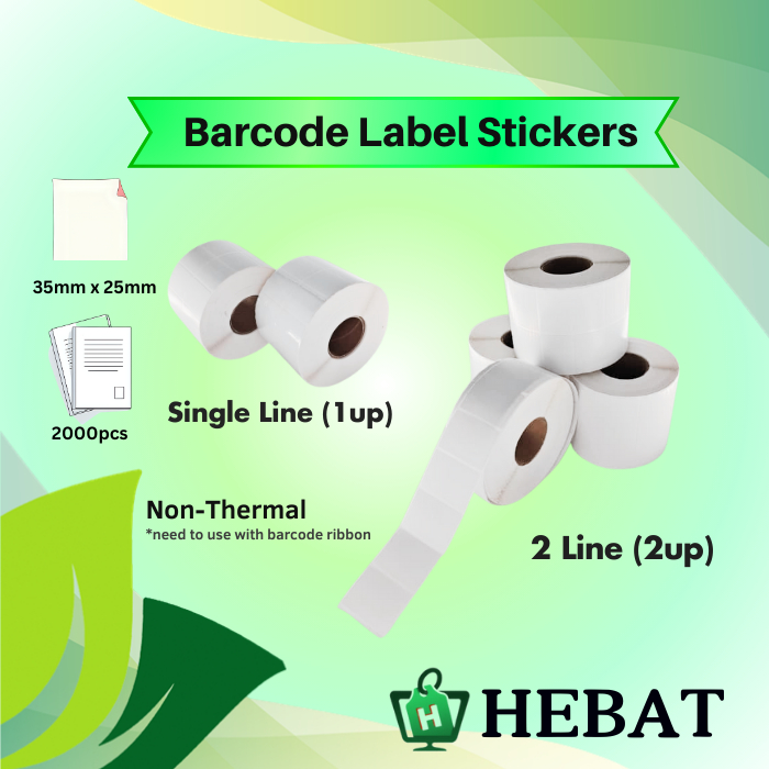 Barcode Label Sticker 35mm x 25mm 2000pcs Barcode Sticker Single Line ...