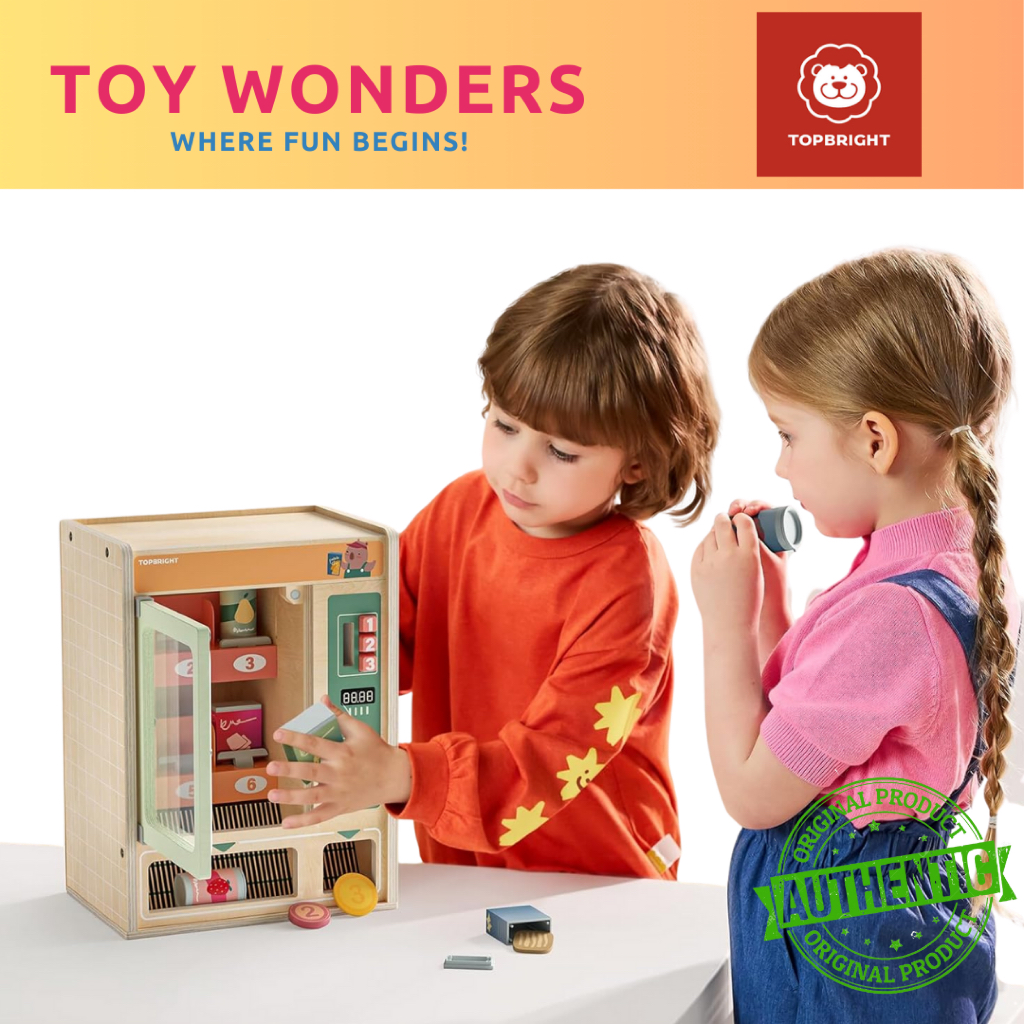 Top Bright Wooden Vending Machine Play Set, Vending Machine Toys, Food ...