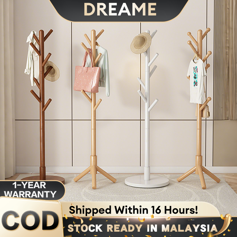 𝑫𝑹𝑬𝑨𝑴𝑬 Wooden Clothes Rack Stand Coat Hanger Clothes Hanger Rak ...