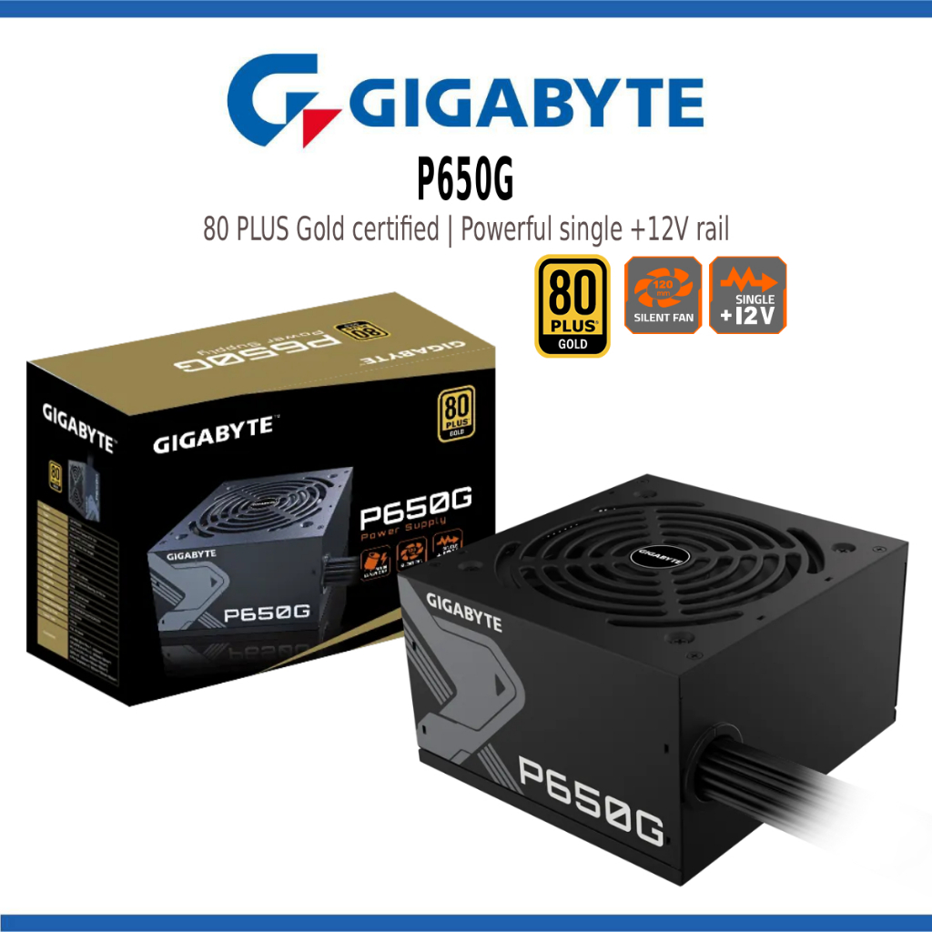 GIGABYTE P650G POWER SUPPLY 80 PLUS GOLD 650W 120MM SILENT HYDRAULIC ...