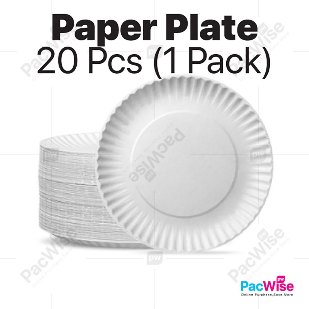 Paper Plate White / Plat Kertas Disposable Plate 7” & 9” – 20 Pcs Pack ...
