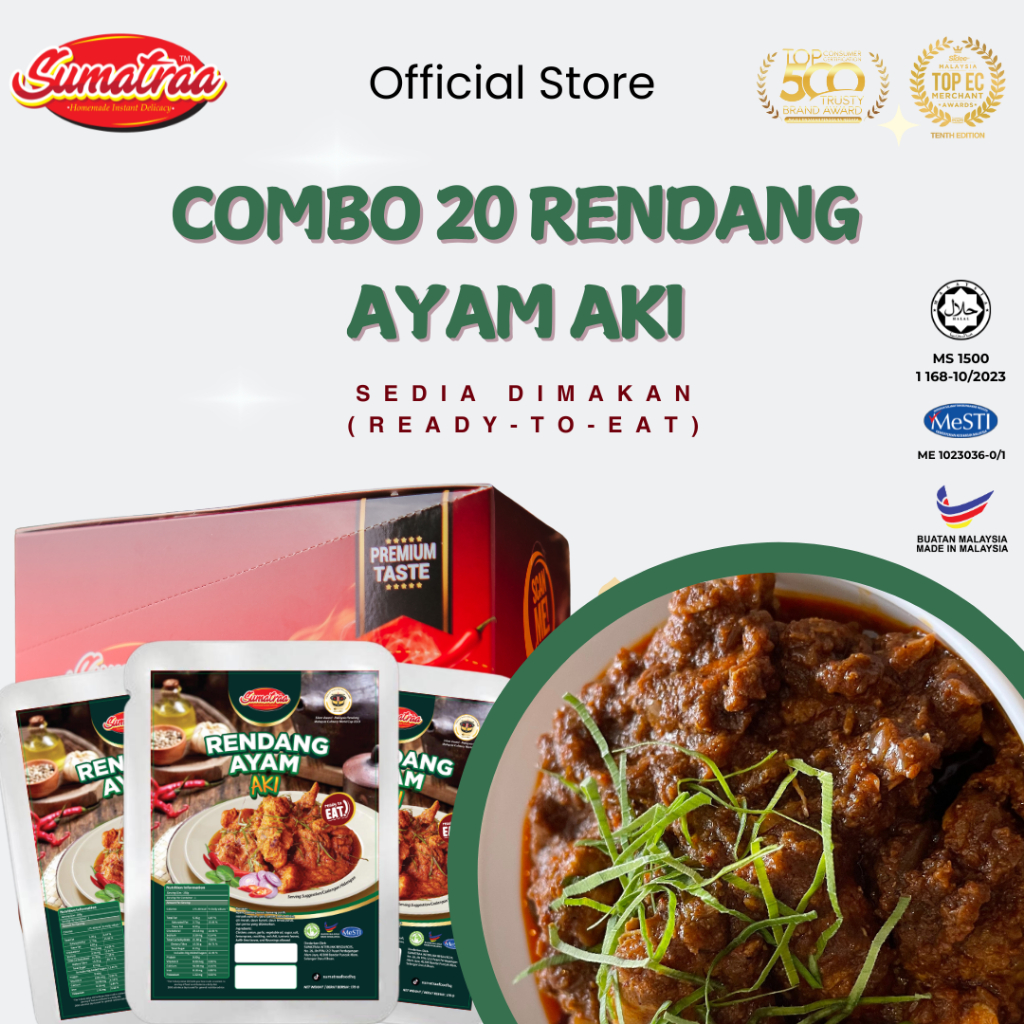 Combo 20 Rendang Ayam Aki Sumatraa 170g Makanan Sedia Di Makan (Ready ...