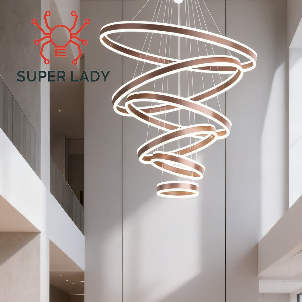 LED Pendant Lamp Circle Ceiling Hanging Chandelier Living /Dining Room ...