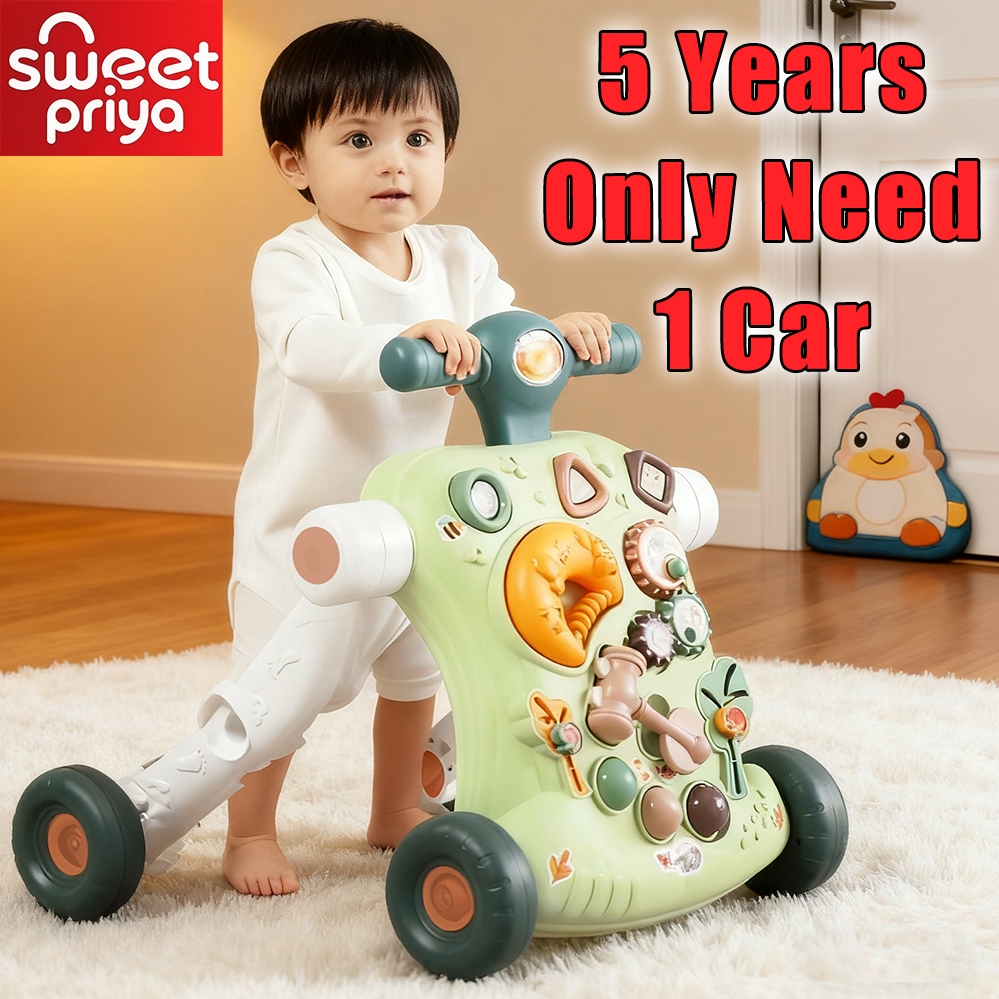 6 in 1 Baby Walker Push Walker with Music & Toys Stand-to-Sit Walkers ...