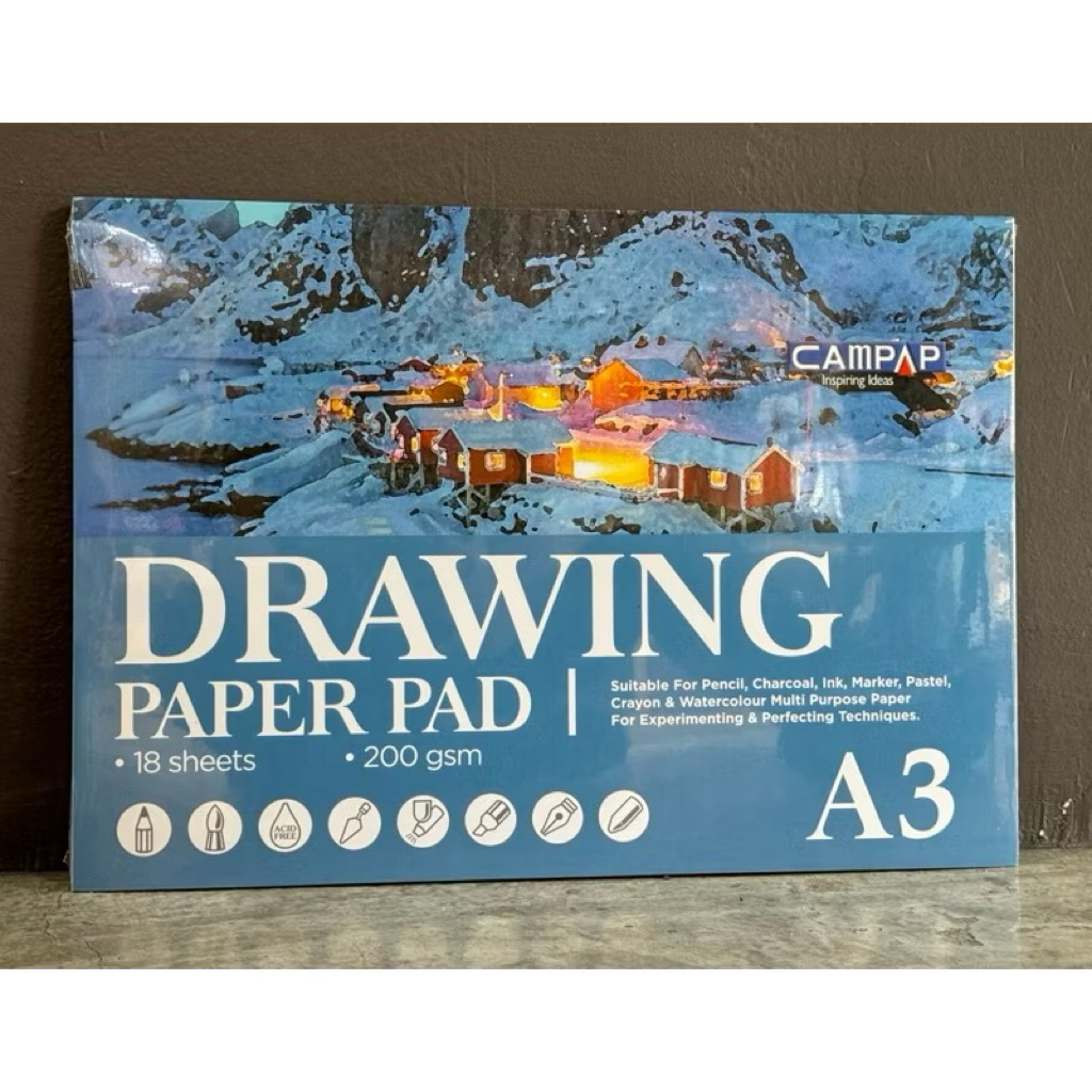 CAMPAP A3 Premium Drawing Block / Kertas Lukisan (200gsm x18 sheets)🔥🔥 ...