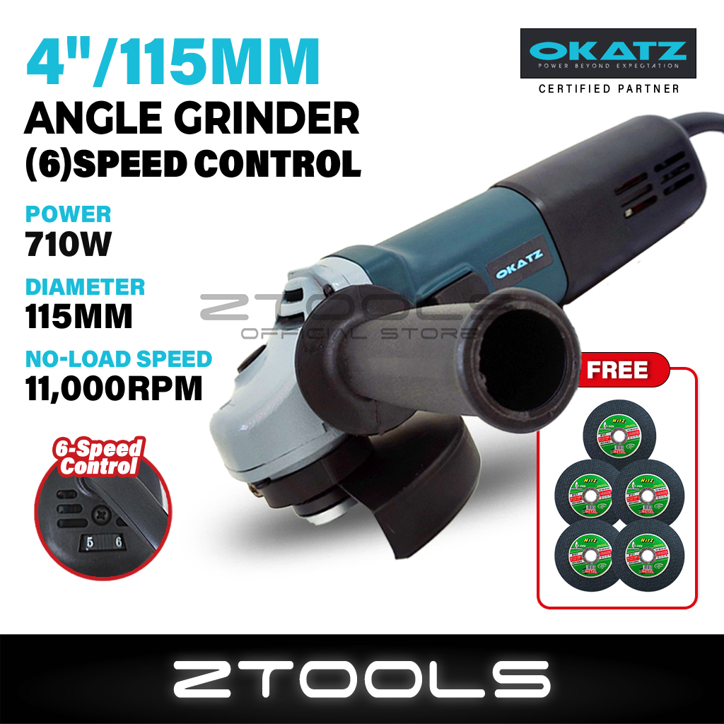 Okatz 4" Angle Grinder Speed Control Mesin Pengisar Gosok Besi Mesin ...