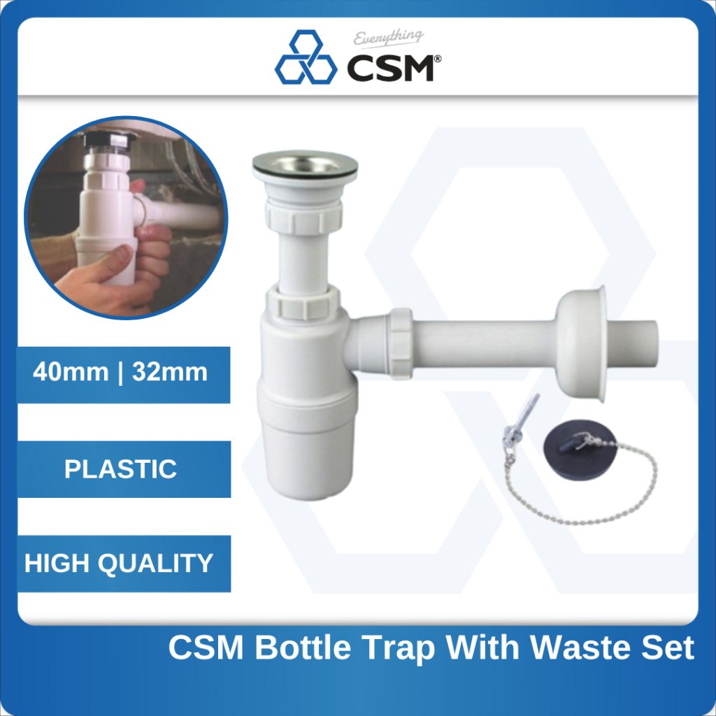 CSM Kitchen Basin Bottle Trap Sink Waste With Plug Set 40mm 32mm ...