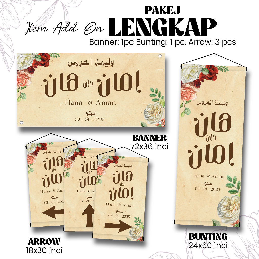 Pakej Banner Bunting Kahwin (Tema Klasik Vintage) | Shopee Malaysia