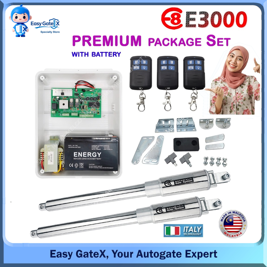E8 E3000 Premium Full Set | 24V DC Heavy Duty Swing & Folding Autogate ...