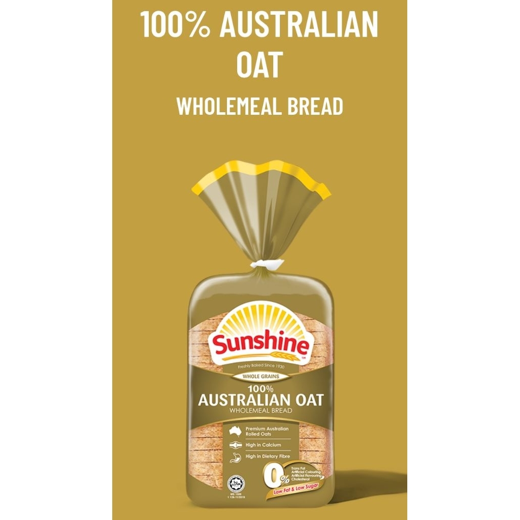 SUNSHINE Halal 100% Australian Oat Wholemeal Bread | Shopee Malaysia