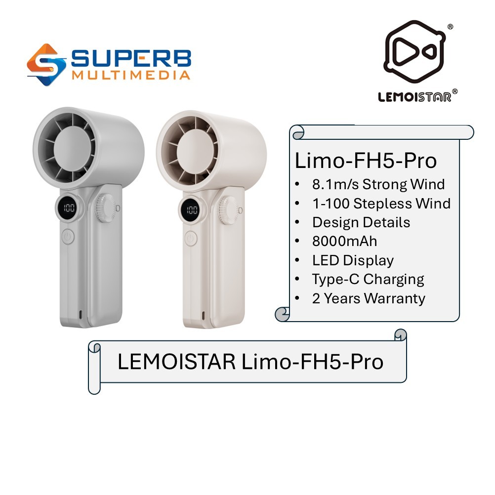 LEMOISTAR Limo-FH5-Pro High Speed Handheld and Mini Rechargeable Fan ...