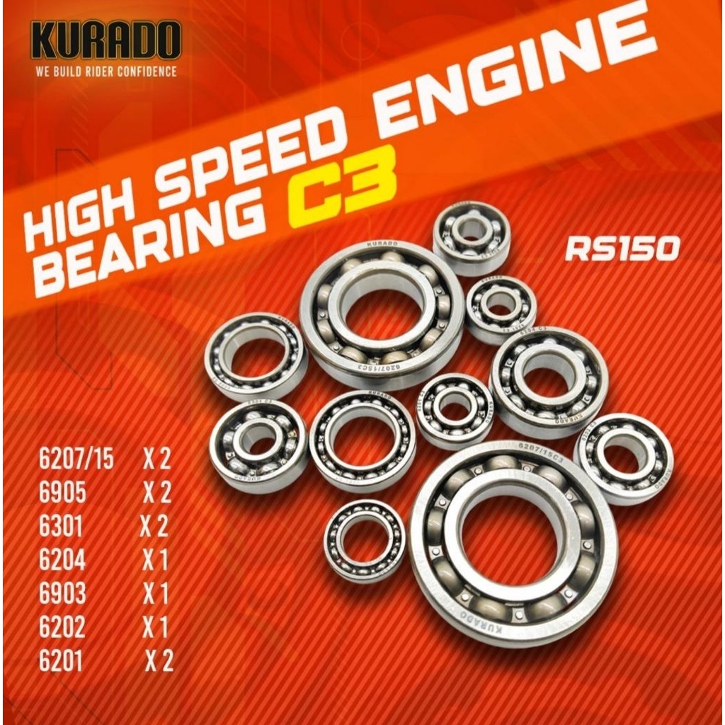 KURADO ENGINE BEARING FULL SET 】MADE JAPAN Y15ZR RSX RS150 Y110 LC135 ...