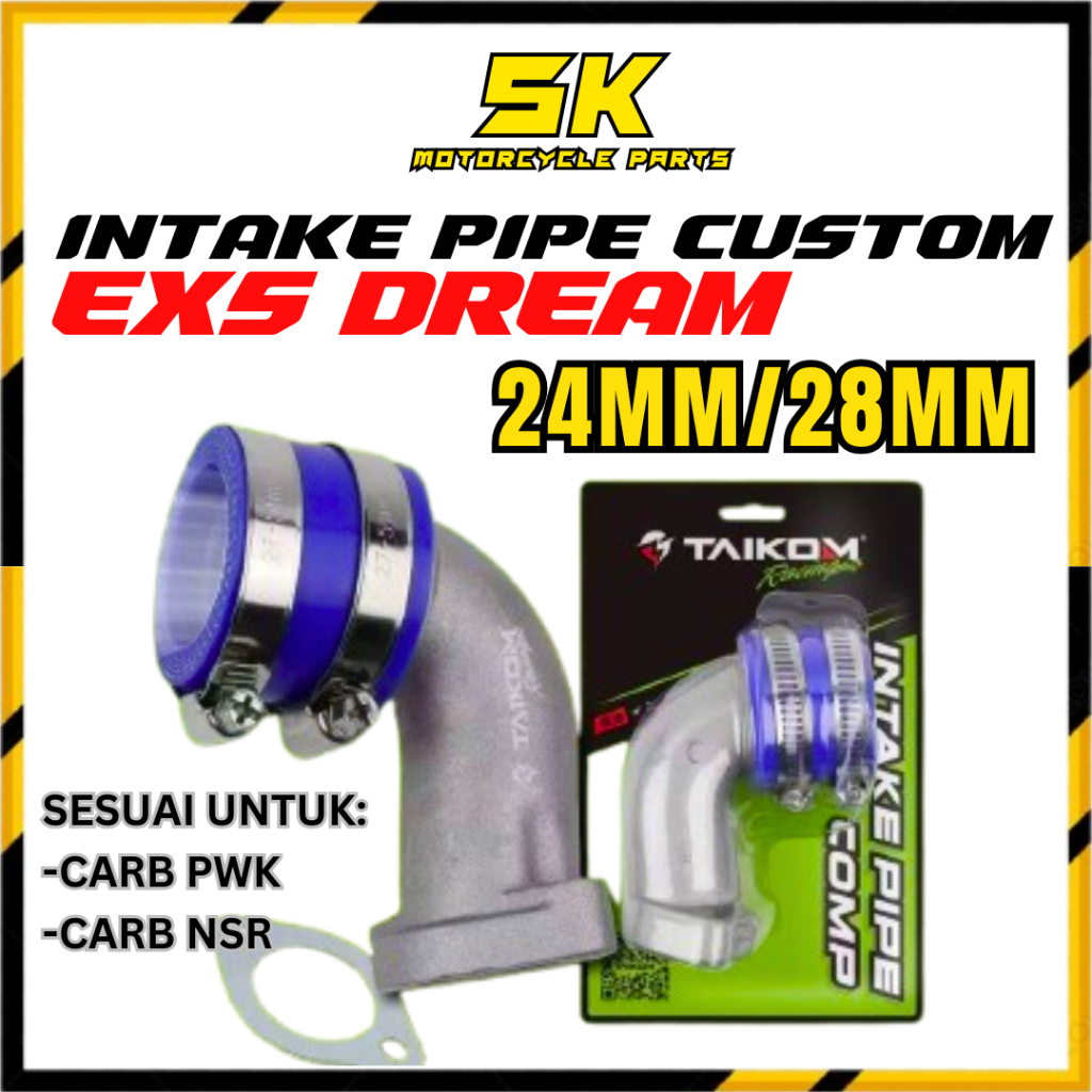 CUSTOM INTAKE PIPE EX5 DREAM 24MM 28MM TAIKOM RACING PNP CARB WAVE125 ...