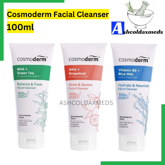 Cosmoderm Facial Cleanser 100ML (AHA+GRAPEFRUIT/BHA+GREENTEA/VITAMIN B5 ...