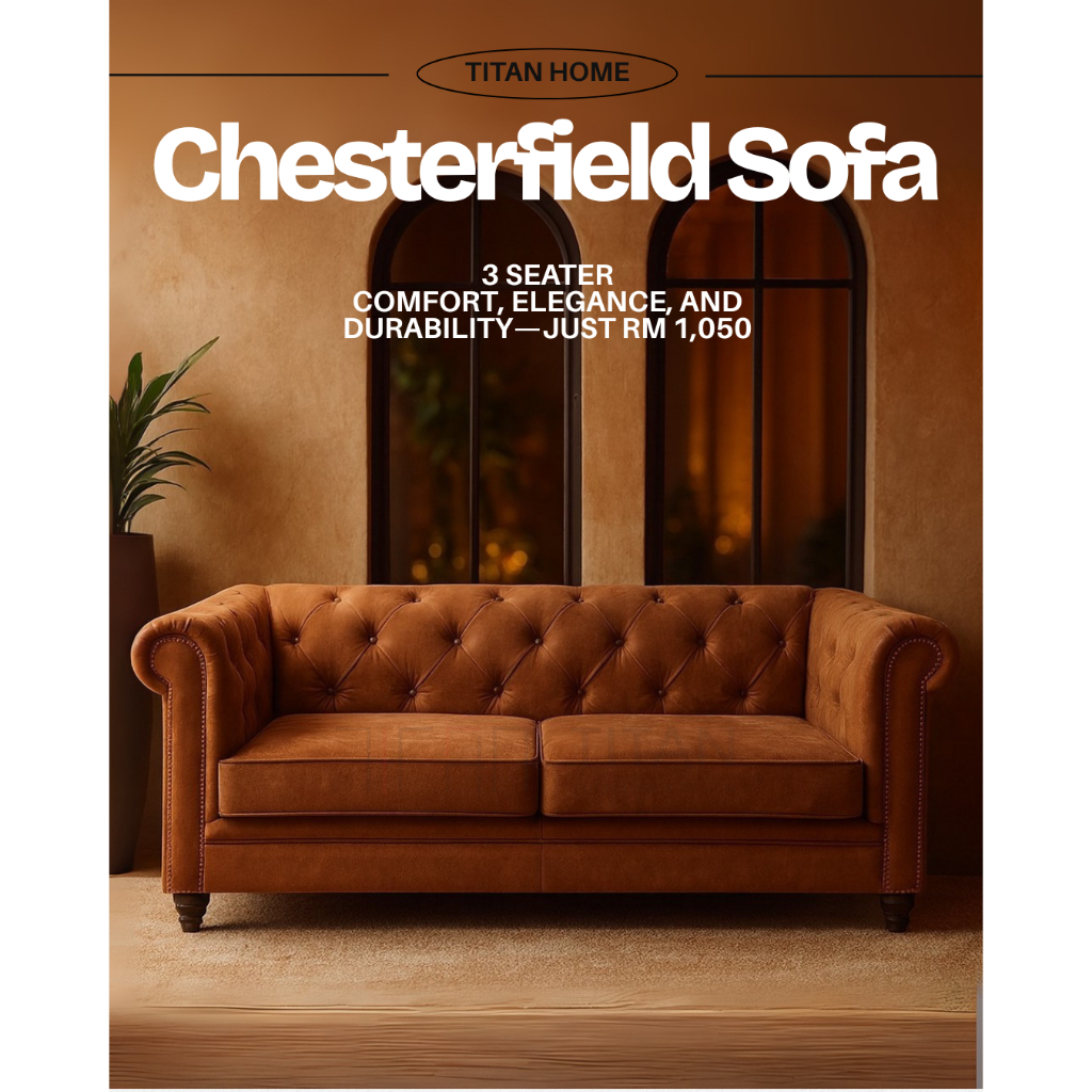 Chesterfield Sofa Set 3+2+1 Baldu Velvet | Klasik Sofa Set Mewah Tahan ...