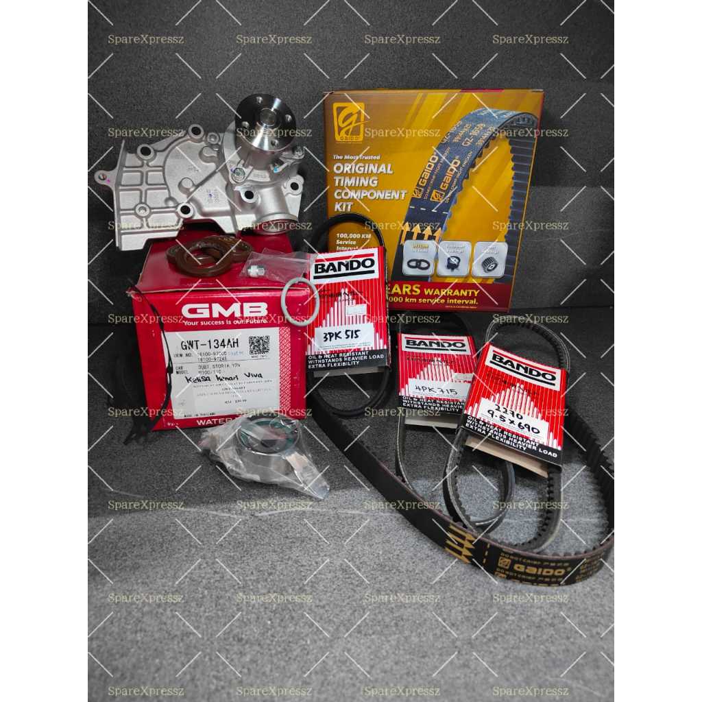 GAIDO TIMING BELT SET + WATER PUMP + FAN BELT PERODUA KELISA KENARI 1.0 ...