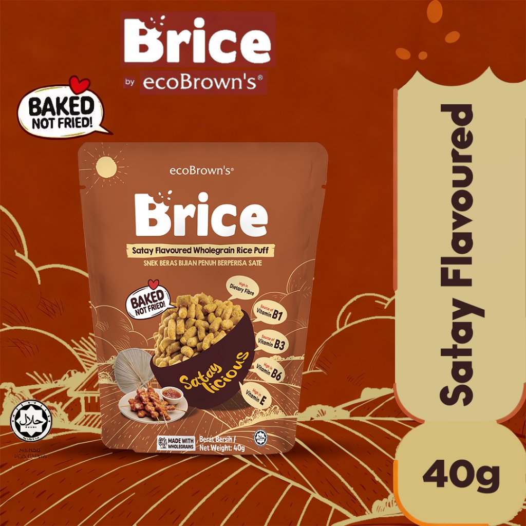 [40g] ecoBrown’s Brice Satay Flavored Wholegrain Rice Puff | Baked, Not ...