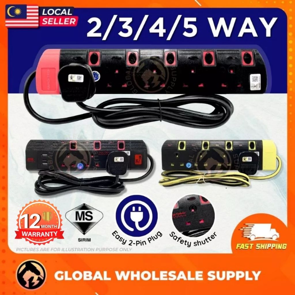 [SIRIM] Power Extension Surge Protector Extension Soket Plug 3 Pin ...