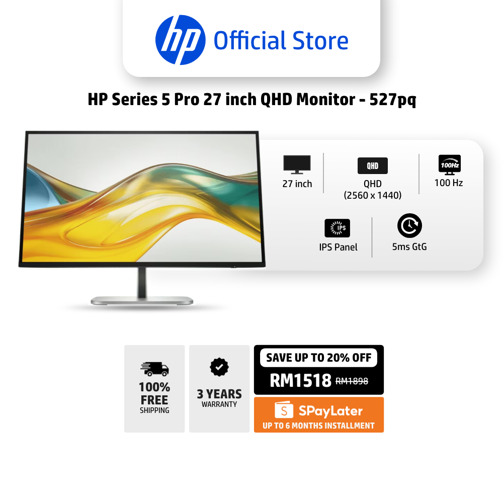 HP Series 5 Pro 27 inch QHD Monitor - 527pq | 27" QHD (2560 x 1440 ...