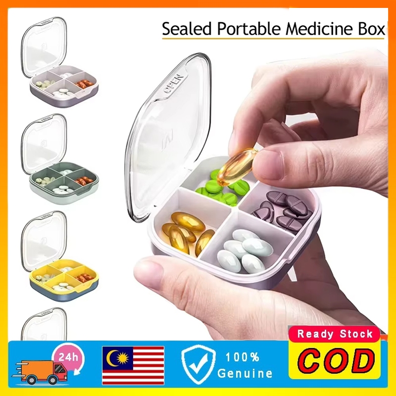 Kotak Ubat Mingguan 4/6 Petak 💊 Bekas Simpanan Ubat Kedap Udara Mudah ...