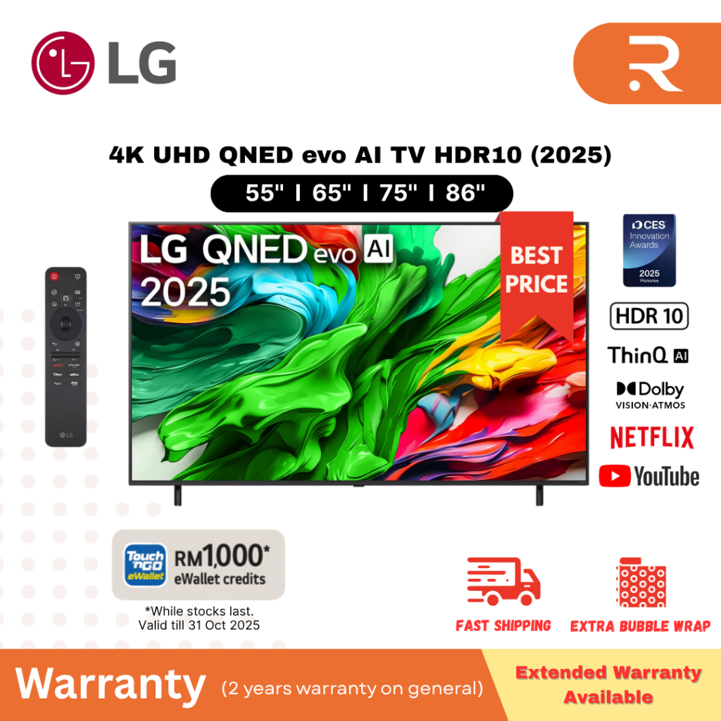 [2025] LG 55''/ 65''/ 75''/86'' QNED evo AI TV QNED86 MiniLED 144Hz ...