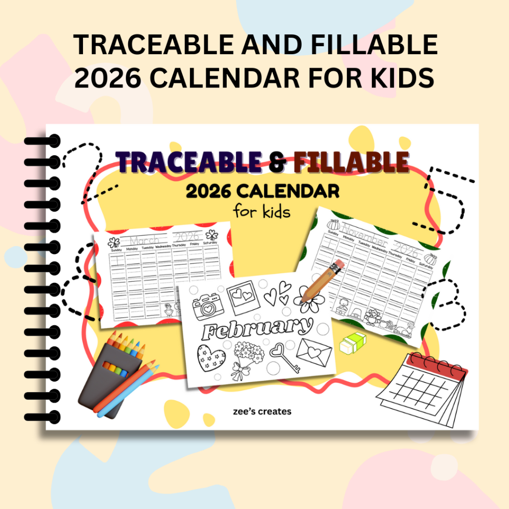 Traceable and Fillable 2026 Calendar for Kids Activity Book | 24 Pages ...