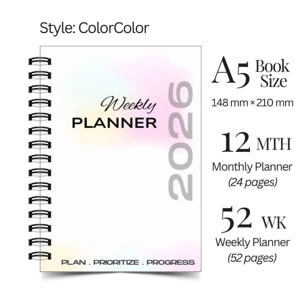 Customize Colorful Planner Book 2026 Monthly Planner & Weekly Planner ...