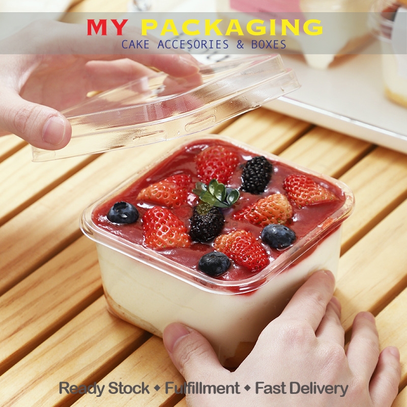 400ml Empatsegi Square Transparent Plastic Cup Lid Square Food ...