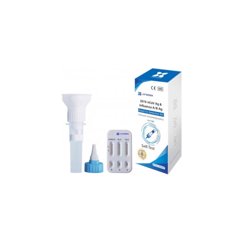 (EXP 4/2027) Longsee (saliva) 3 in 1 Covid Influenza A & B Test kit Kit ...