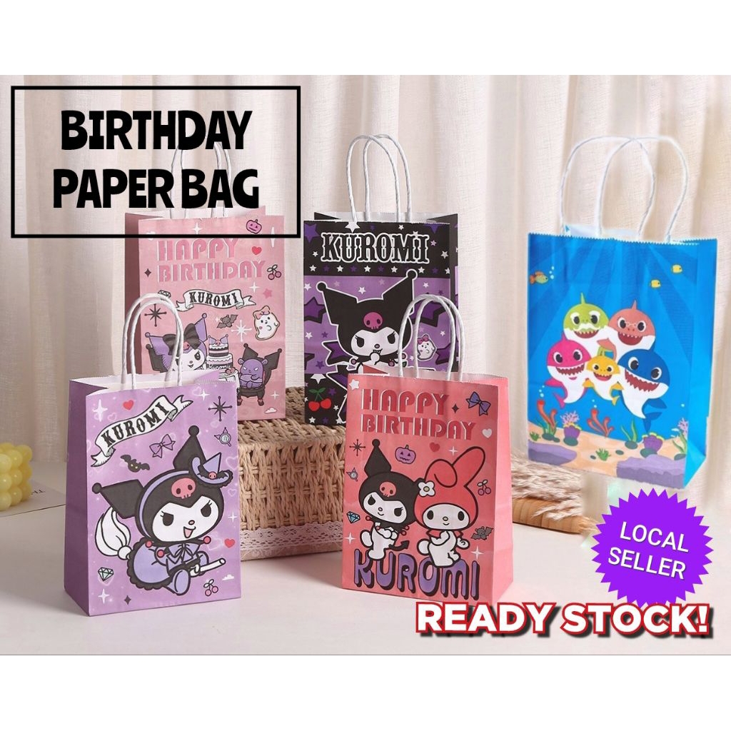 BabyShark Birthday Paper Bag Kuromi Paper Bag Cute Shopping Bag Goodie ...