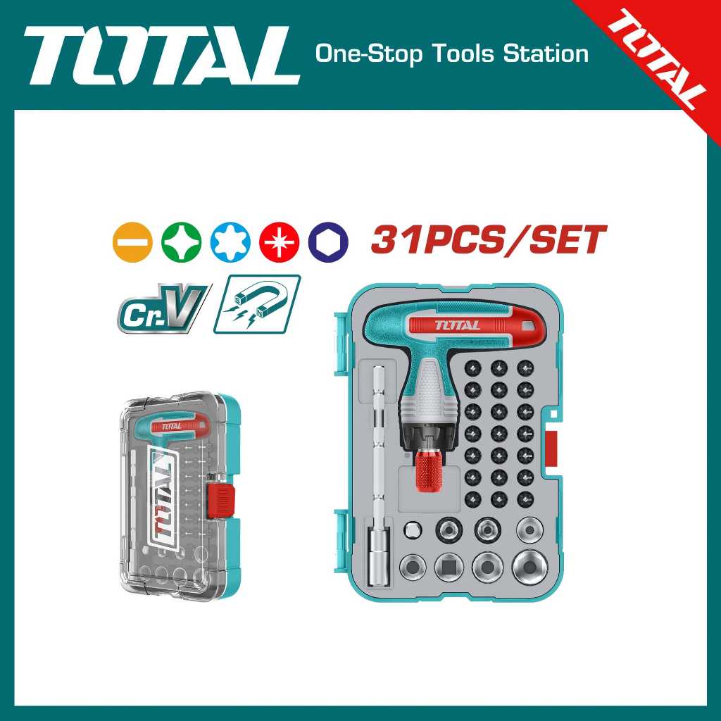 TOTAL 24 Pcs T-handle wrench screwdriver set TACSD30186 | Shopee Malaysia