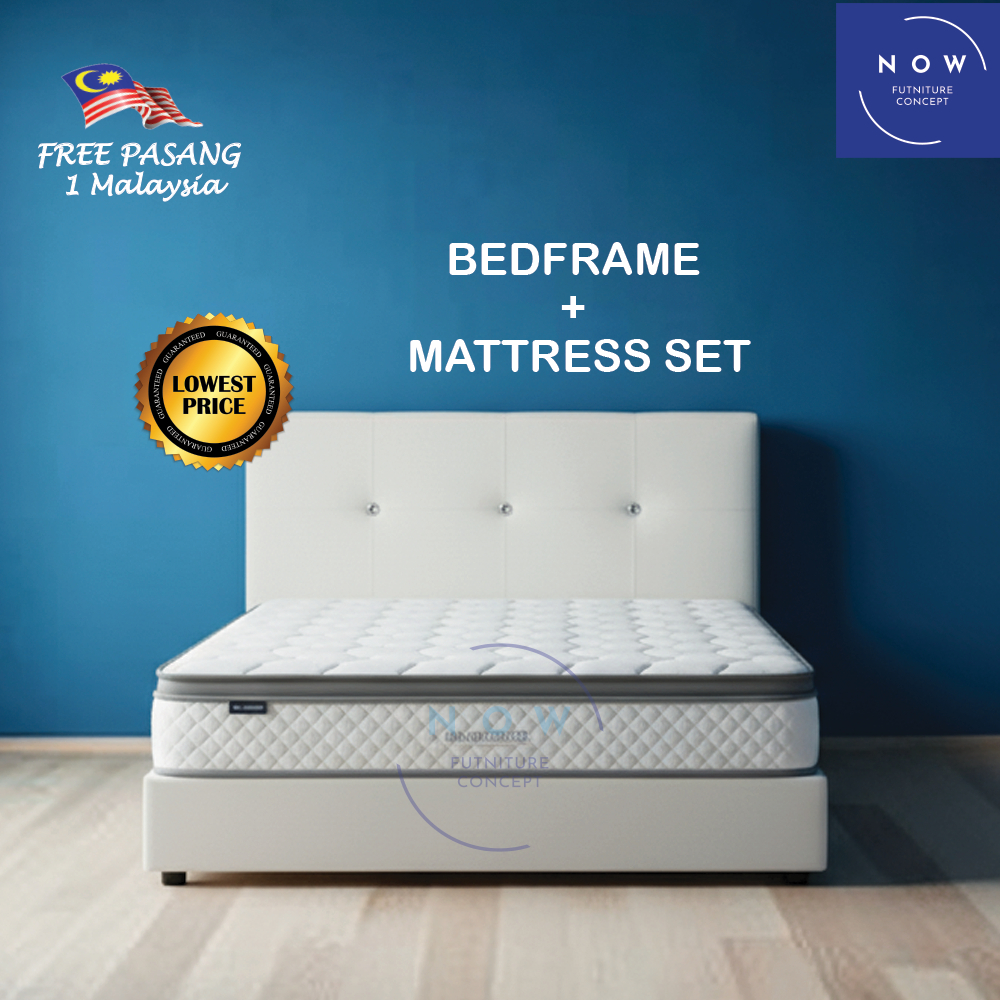 FREE INSTALL Katil Murah Queen Size Bed Frame Headboard Divan White ...