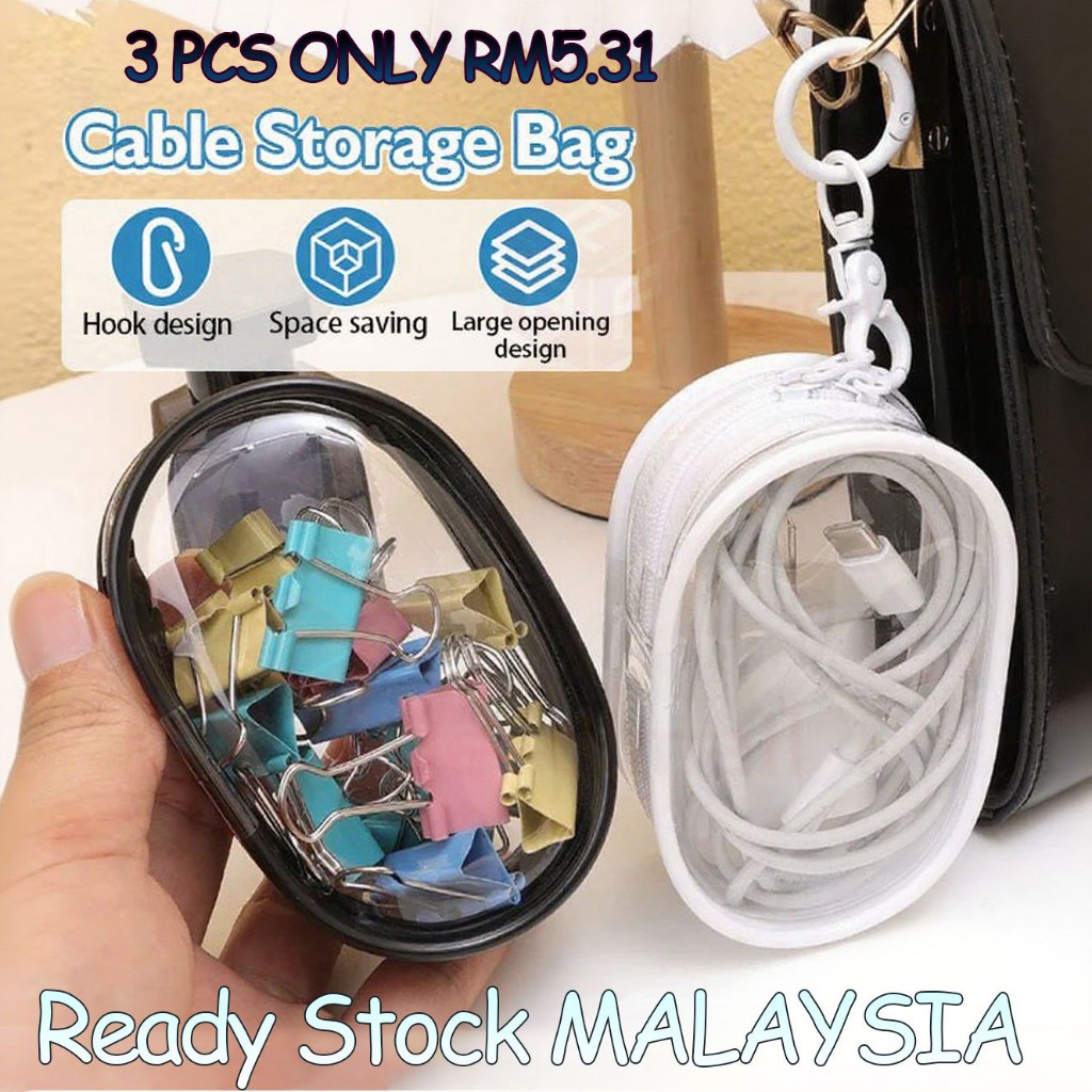 Cable Storage Bag With Hook Data Cable Storage Box Single Transparent ...