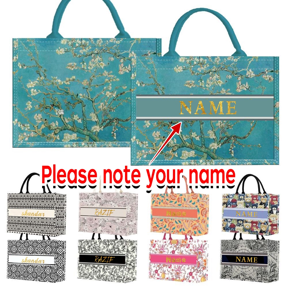 Customized Name Woman’s Canvas Handbag Tote Bag Shoulder Beg Sling Bags ...