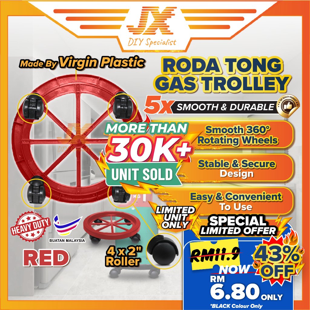 Red Gas Tank Trolley Cylinder Roller Gas Stand Roller Wheel Roda Troli ...