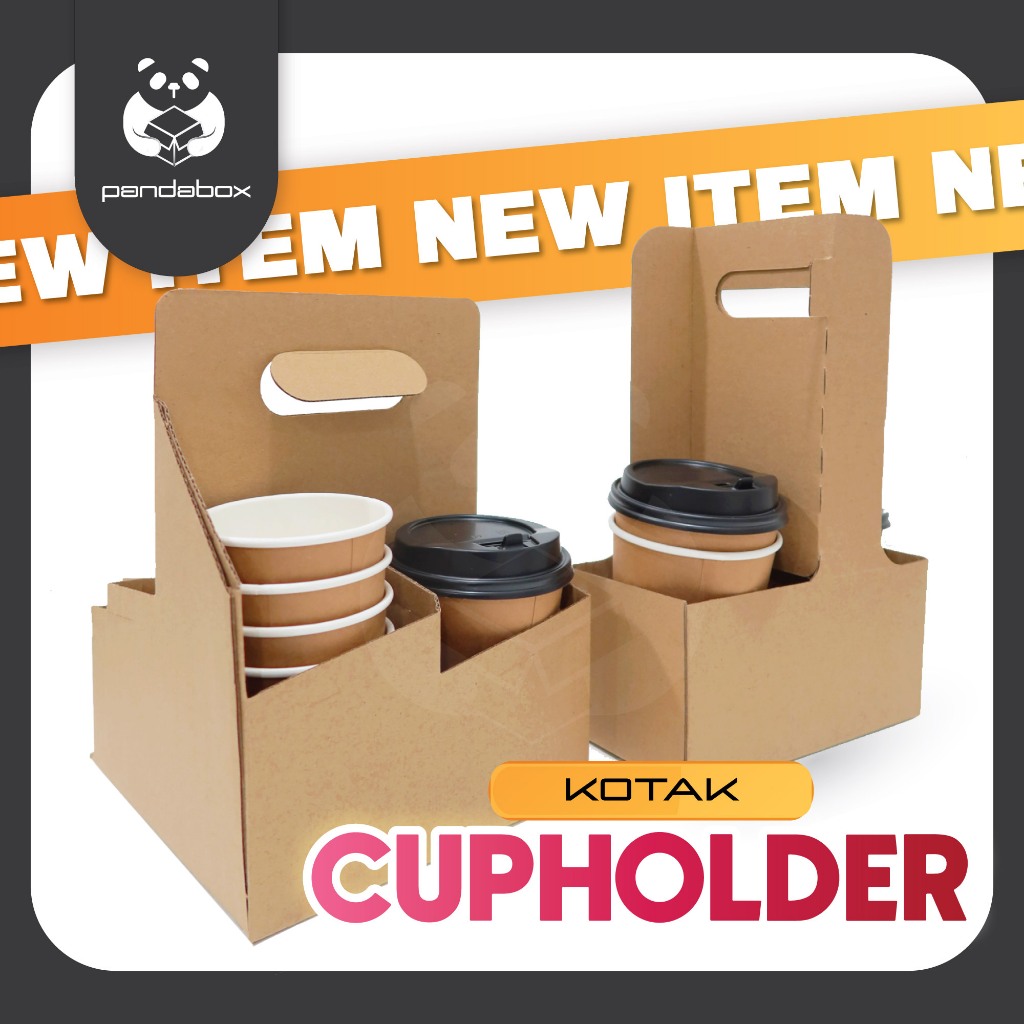 PANDABOX Cup Carrier Takeaway | Cup Holder Paper Cup Tray Bungkus ...