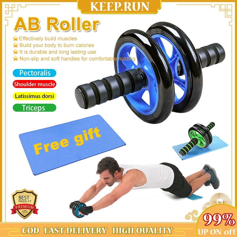 Double Wheels Ab Roller Abdominal wheel ABS Fitness Gym Yoga Mat ...