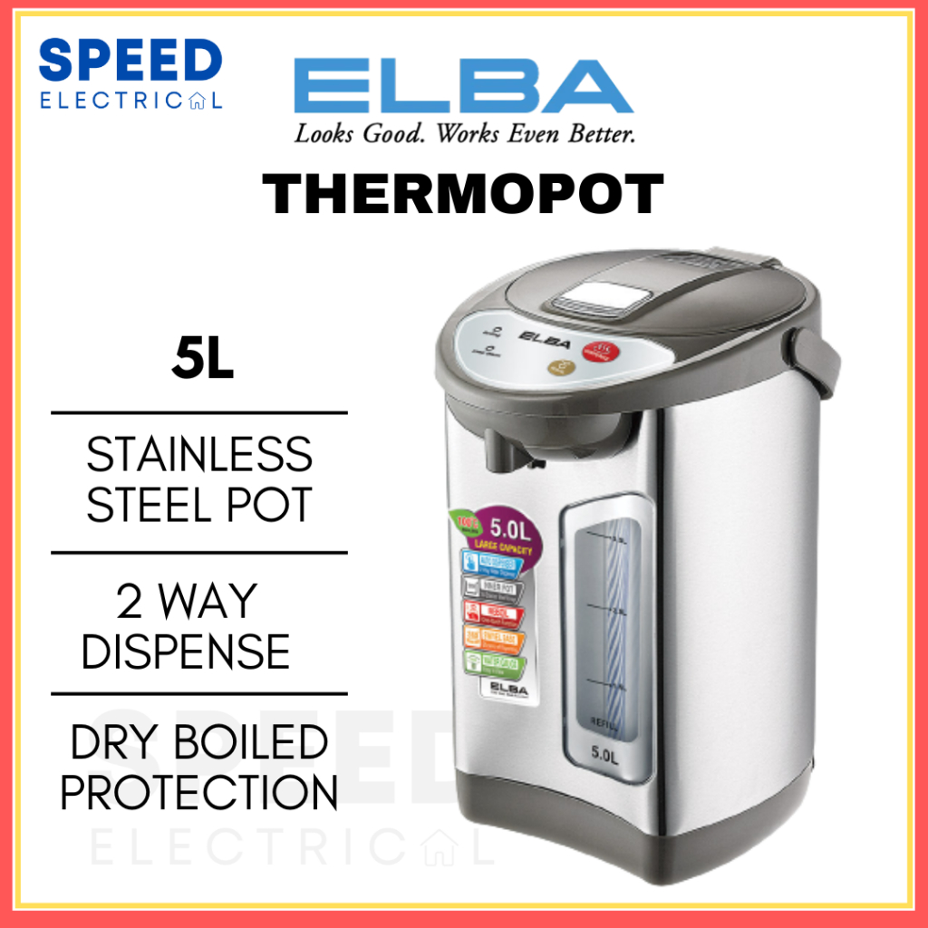 ELBA THERMOPOT 5L STAINLESS STEEL ETP-F5018(BR) 暖壶 热水壶 THERMO POT ...