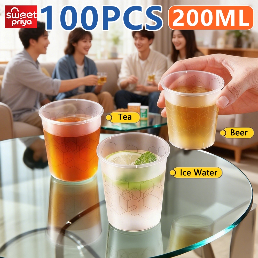 100-300PCS 200ml Daily Family Disposable Plastic Cup Mini Transparent ...