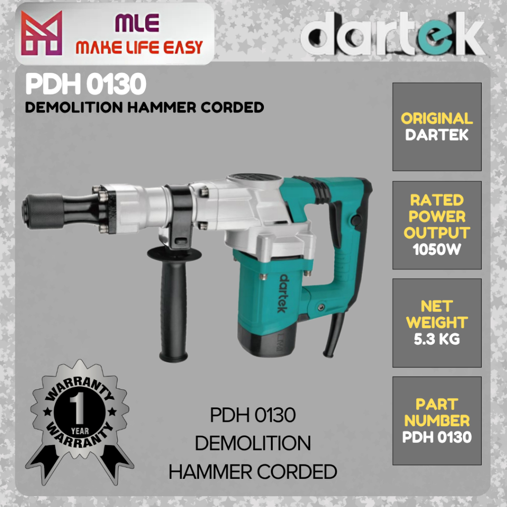 DARTEK PDH 0130 DEMOLITION HAMMER CORDED PDH0130 1080W | Shopee Malaysia