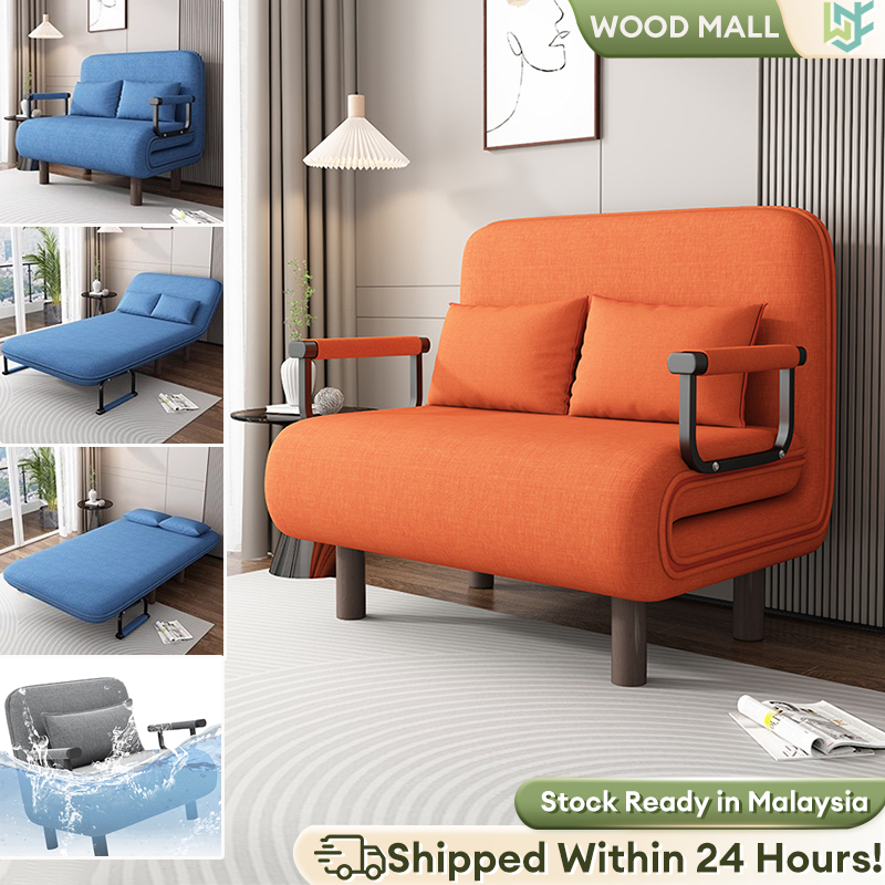 Folding Sofa 1/2/3 Seater Single/Queen Sofa Bed Frame Katil Bujang ...