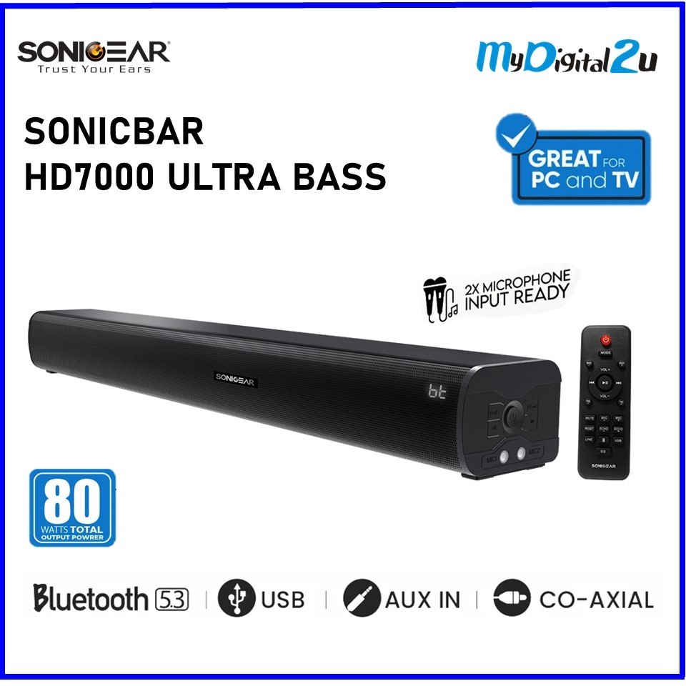 SonicGear SonicBar HD 7000 TV PC Bluetooth 5.0 Soundbar Ultra Bass ...