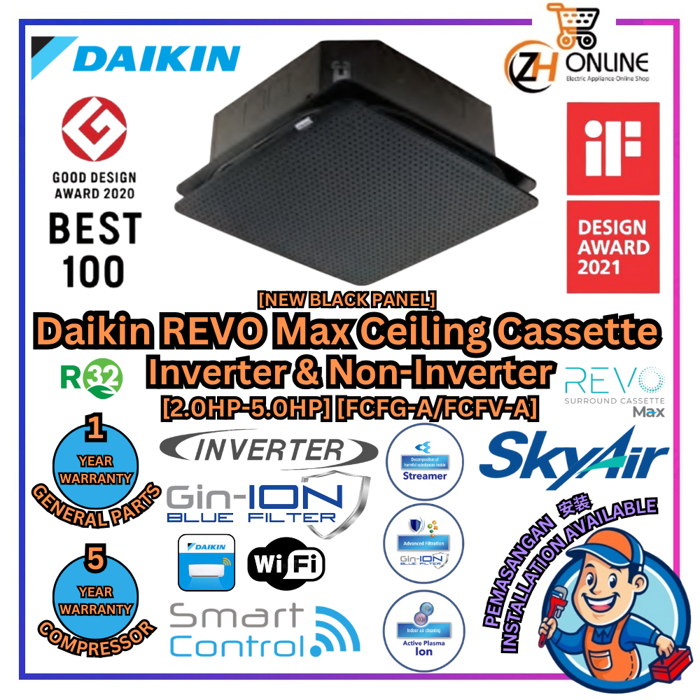 [NEW] Daikin 2.0HP-5.0HP R32 REVO Max Surround Black Panel Non-Inverter ...