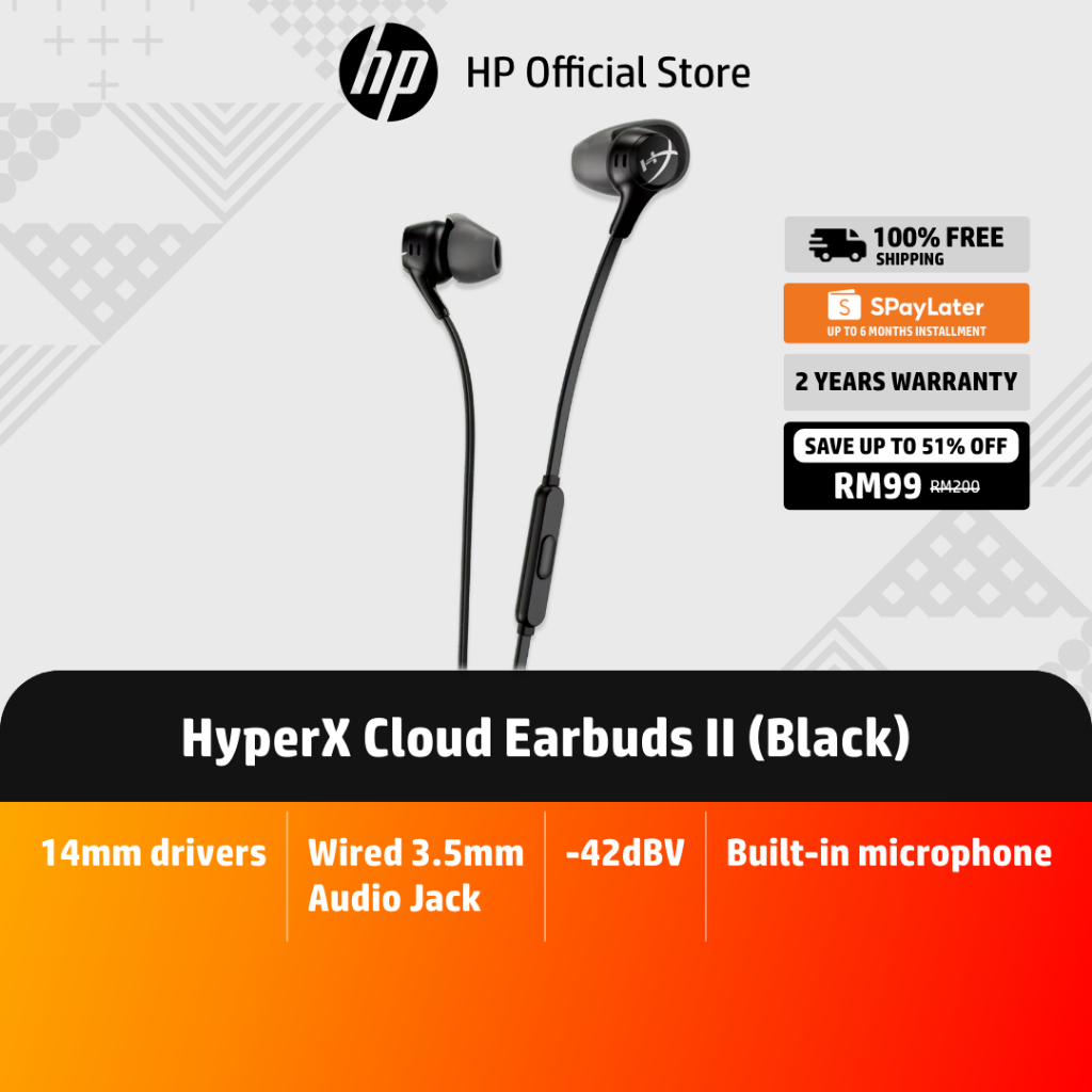 HyperX Cloud Earbuds II (Black) / Wired / Built-in mic and mobile ...