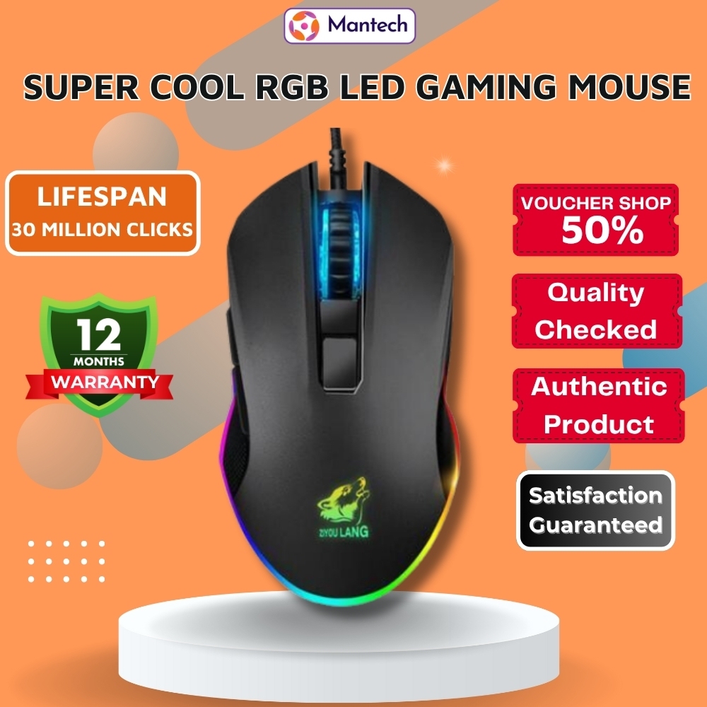 Free Wolf V1 Wired Gaming Mouse | 7 Buttons | 3200 DPI Adjustable | LED ...