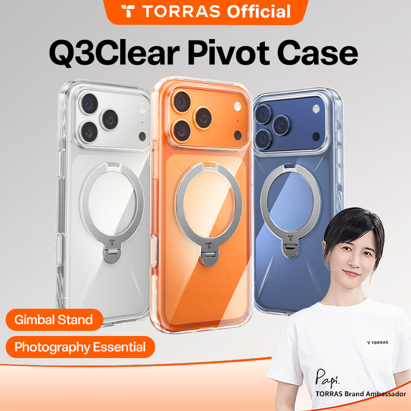 TORRAS Q3 Clear Magnetic Rotatable Stand Case For iPhone 17 Series ...