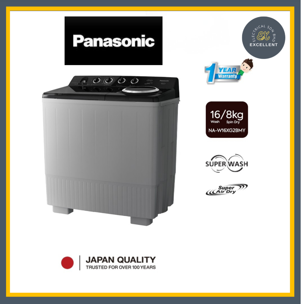 PANASONIC NA-W16XG2B TWIN TUB WASHING MACHINE 16 KG WASH, 8 KG SPIN BIG ...